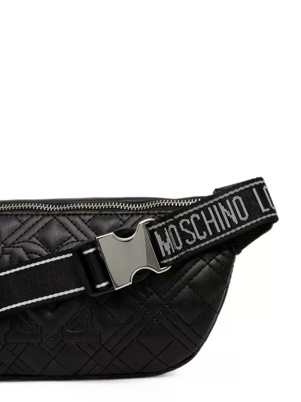 Moschino Quilted Logo Plaque Belt Bag