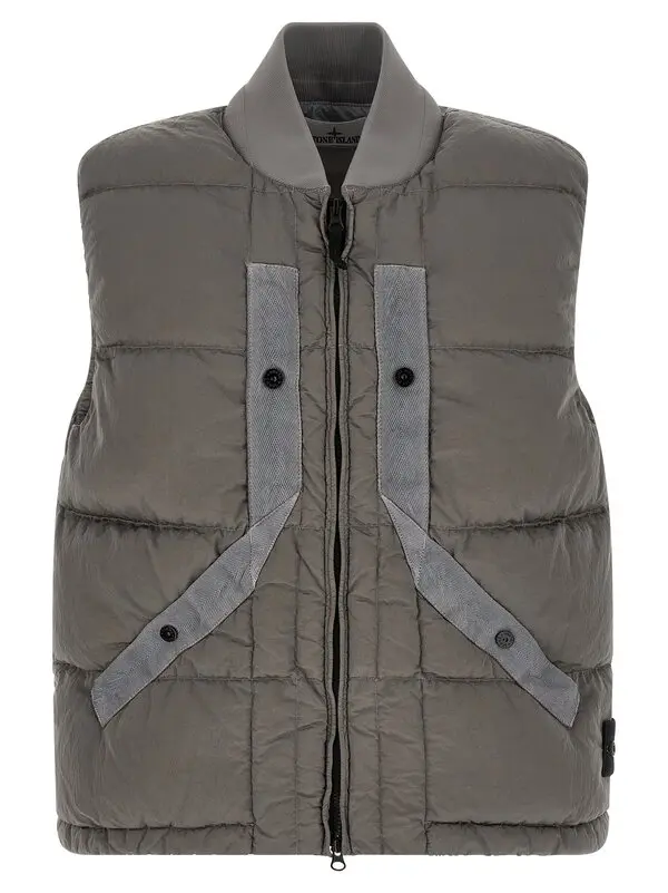 Stone Island Crinkled Effect Vest - Gray