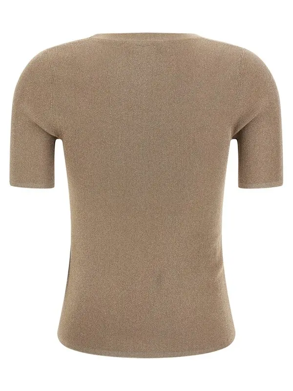 Max Mara Metallic Ribbed T-shirt - Cream