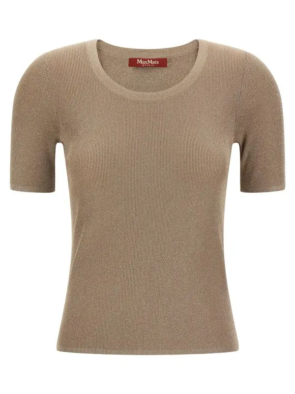 Max Mara Metallic Ribbed T-shirt - Cream