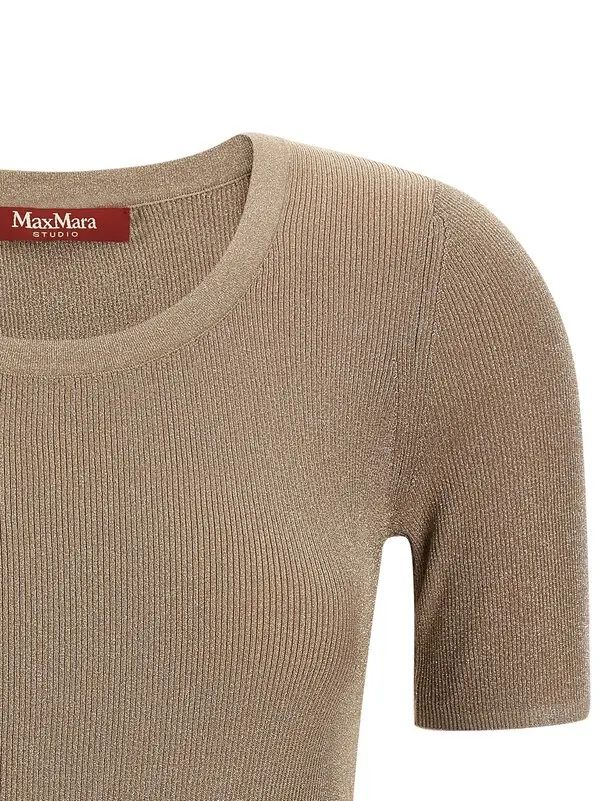 Max Mara Metallic Ribbed T-shirt - Cream