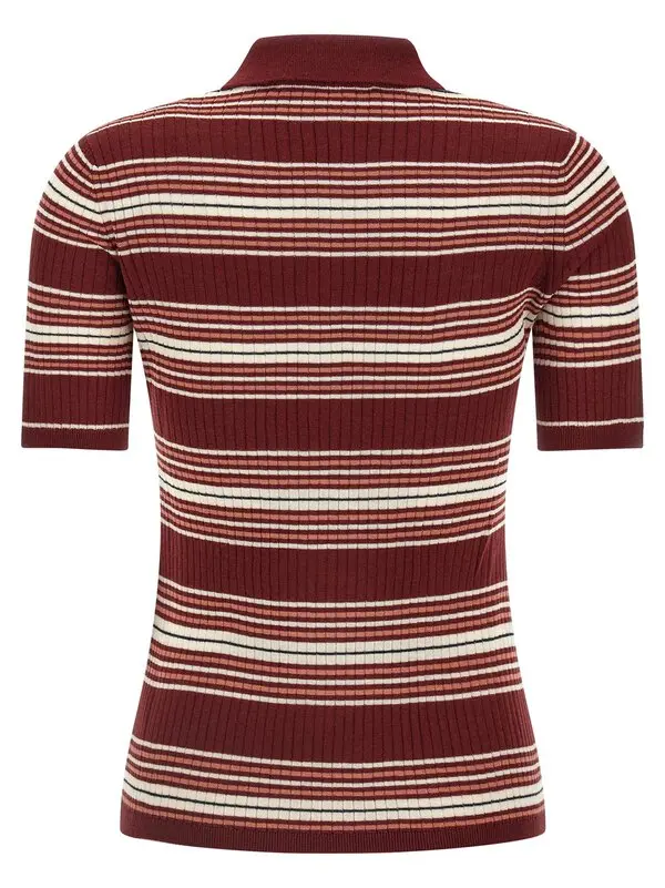 Max Mara Striped Silk And Wool Polo Shirt - Multicolor