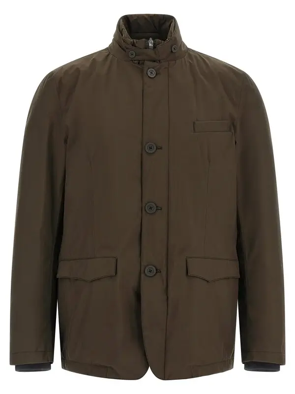 Herno Bib Insert Tailored Blazer Jacket - Brown