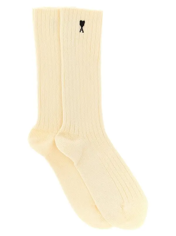 AMI Paris De Coeur Socks - White