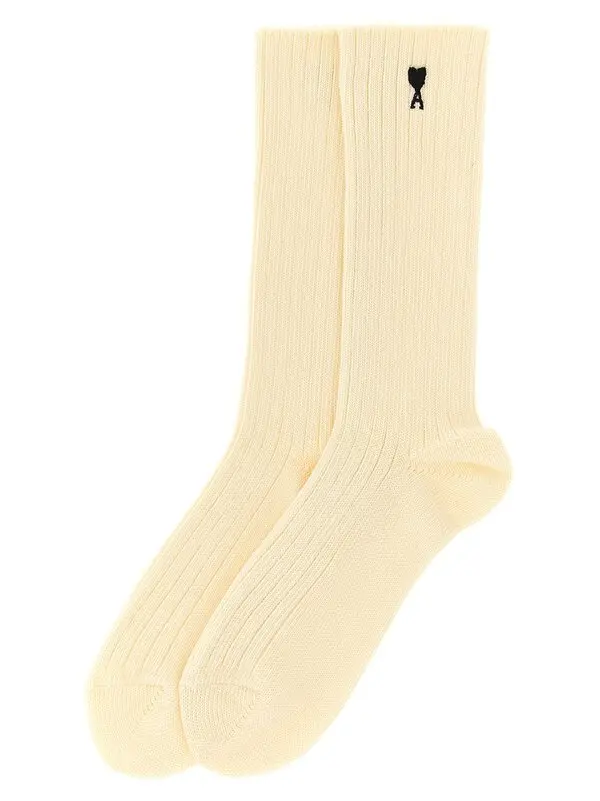 AMI Paris De Coeur Socks - White