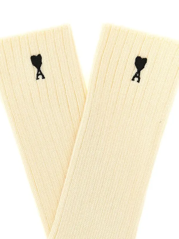 AMI Paris De Coeur Socks - White