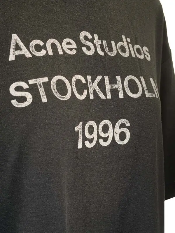Acne Studios Cotton And Hemp T-shirt With Logo Print - Black