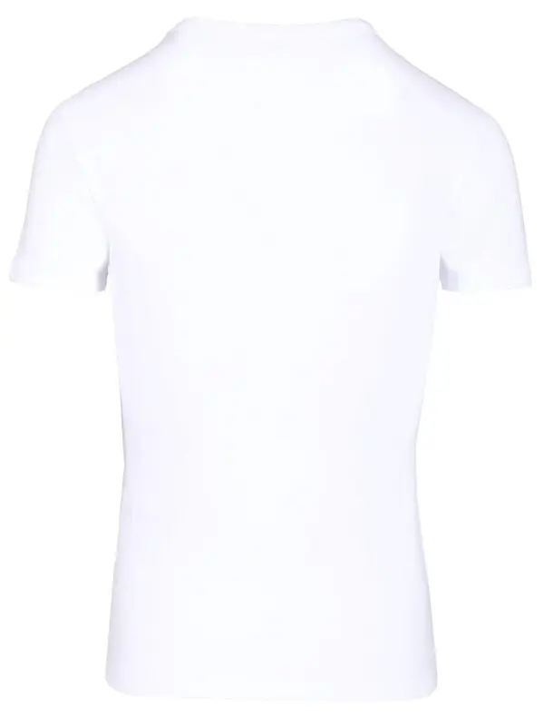 Celine Ribbed Cotton T-shirt With Raised Brand Print - White