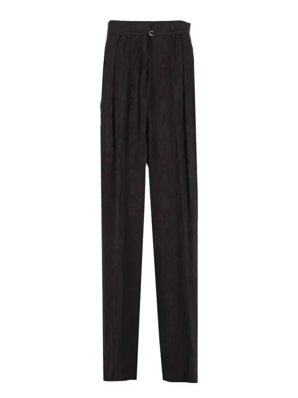 Dries Van Noten High-waisted Moiré Motif Trousers - Black