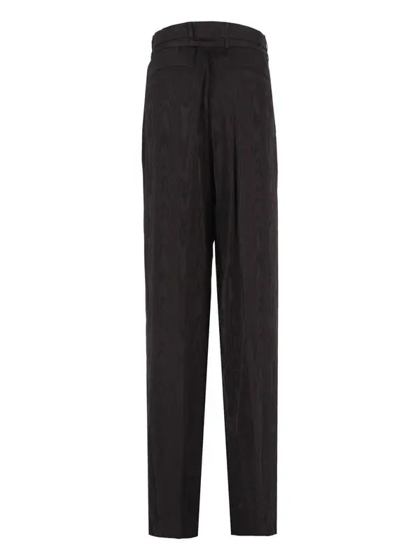 Dries Van Noten High-waisted Moiré Motif Trousers - Black