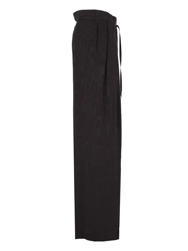 Dries Van Noten High-waisted Moiré Motif Trousers - Black