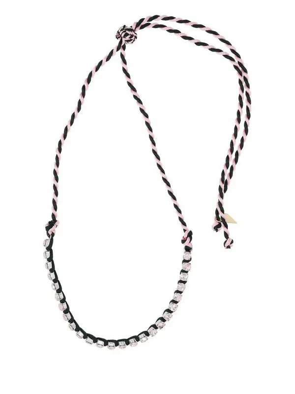 FORTE_FORTE Braided Crystal Necklace - Green