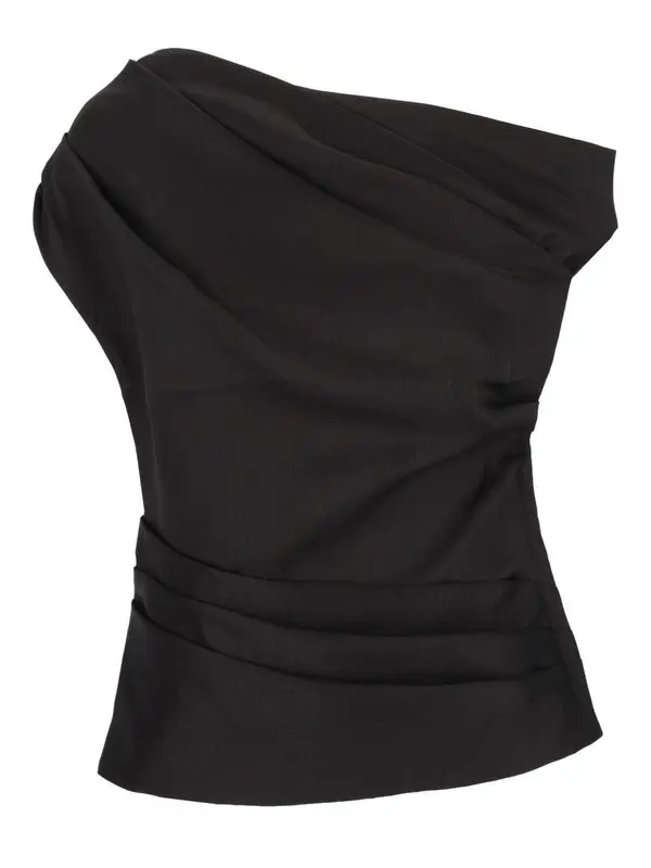 SELF-PORTRAIT Draped Taffeta Top
