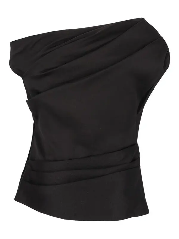 SELF-PORTRAIT Draped Taffeta Top