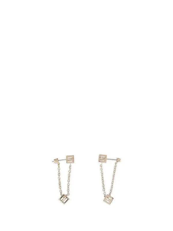 Fendi Bronze Drop Earrings With Ff Logo - Gold