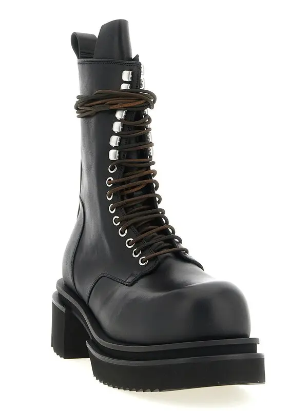 Rick Owens Lace Up Bogun' Combat Boots