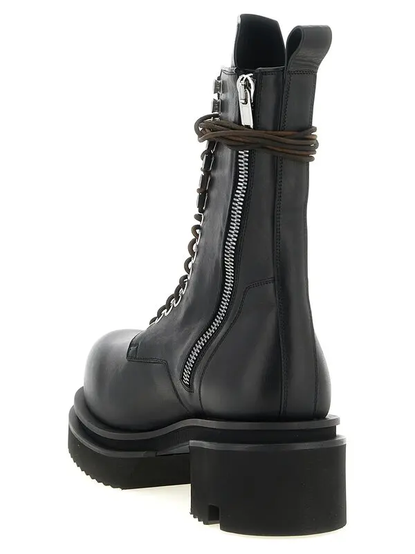 Rick Owens Lace Up Bogun' Combat Boots