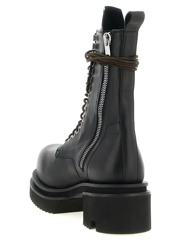 Rick Owens Lace Up Bogun Combat Boots