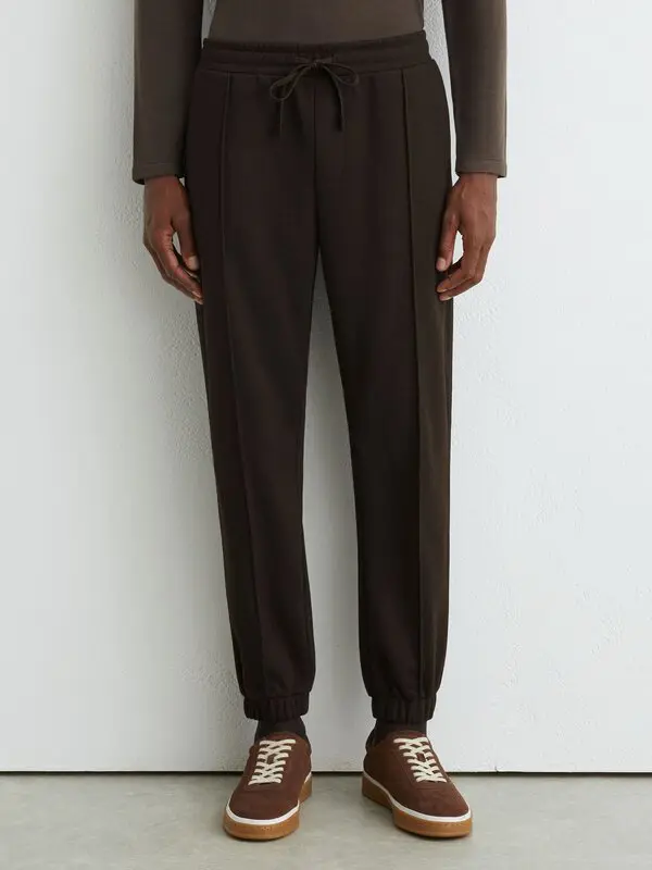 REISS Trouser Gray Herringbone Cuffed Drawstring Joggers