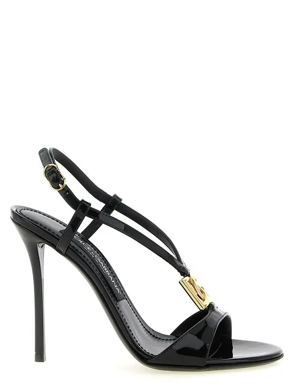 Dolce & Gabbana Keira Patent Leather Sandals - Black