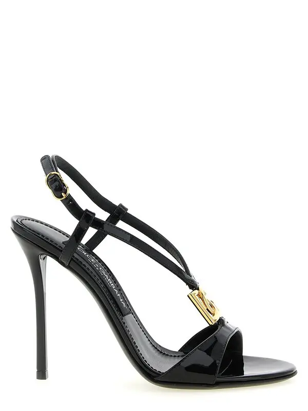 Dolce & Gabbana Keira Patent Leather Sandals - Black