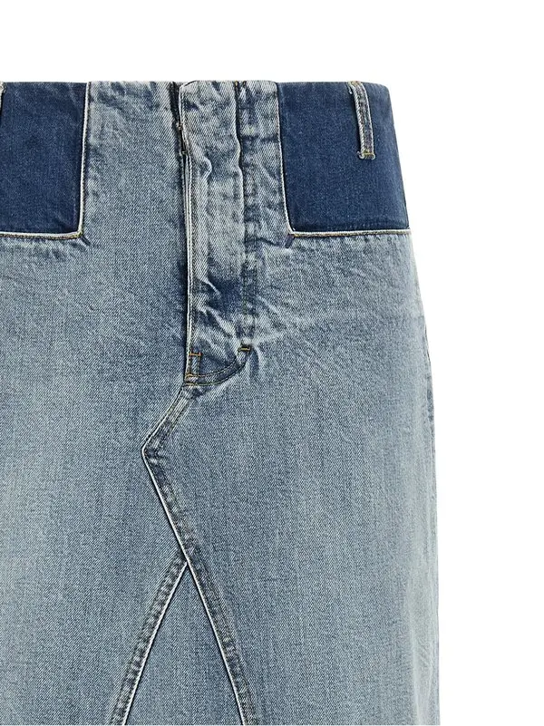 MAISON MARGIELA Deconstructed Two-tone Denim Skirt - Blue