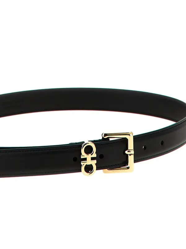 FERRAGAMO Gancini' Double Belt - Black