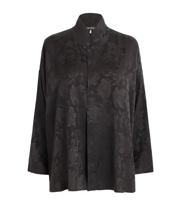 Eskandar Silk Double-stand Collar Shirt