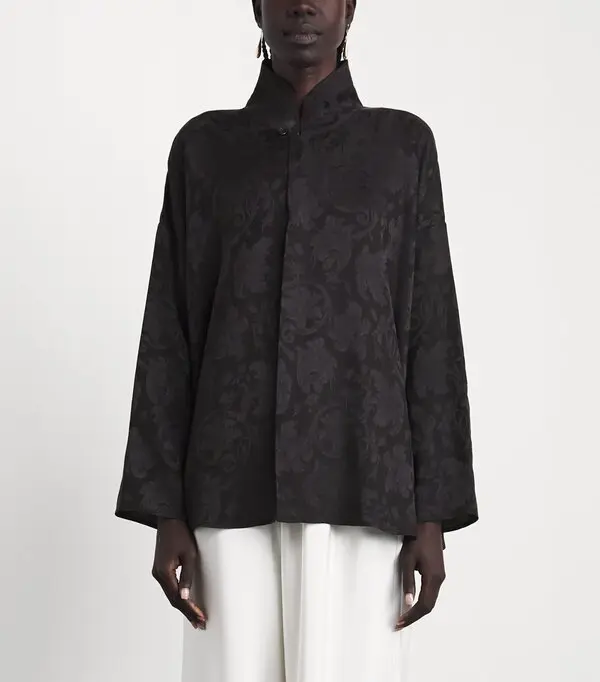 Eskandar Silk Double-stand Collar Shirt