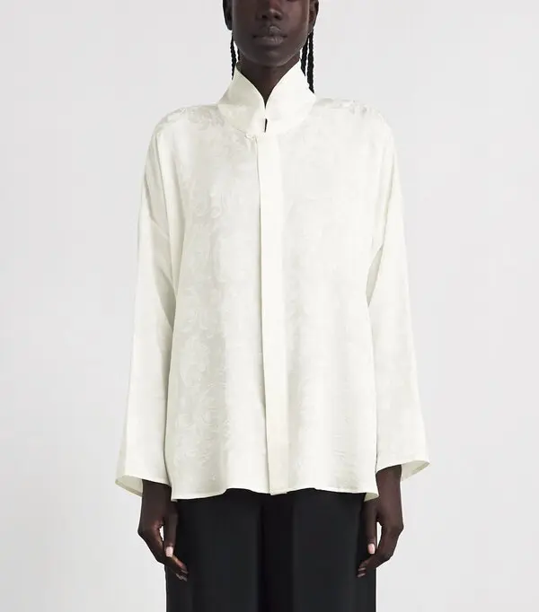 Eskandar Silk Double-stand Collar Shirt