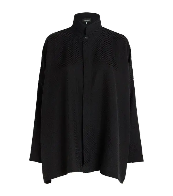 Eskandar Silk Double-stand Collar Shirt