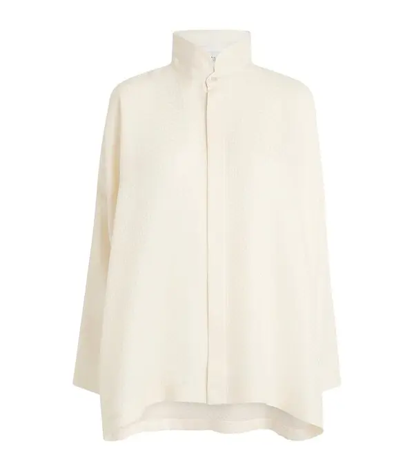 Eskandar Silk Double-stand Collar Shirt