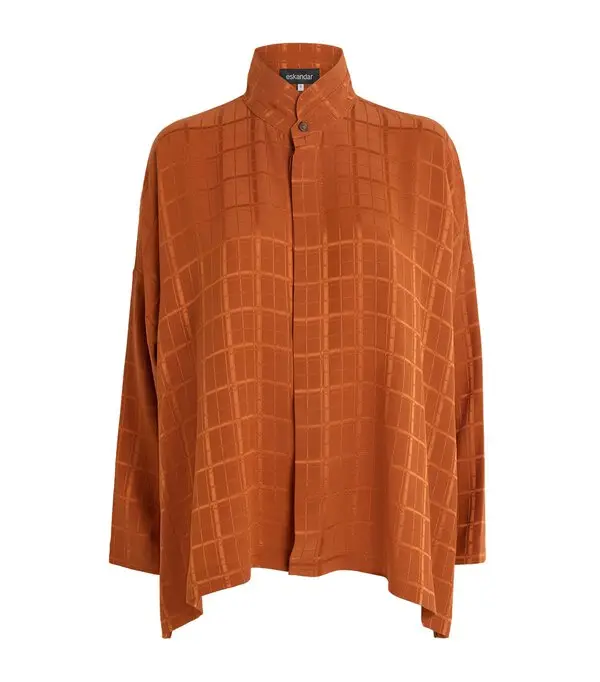 Eskandar Silk Double-stand Collar Shirt