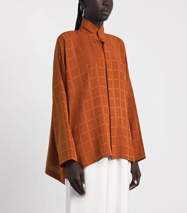 Eskandar Silk Double-stand Collar Shirt