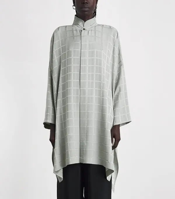 Eskandar Silk Double-stand Collar Shirt