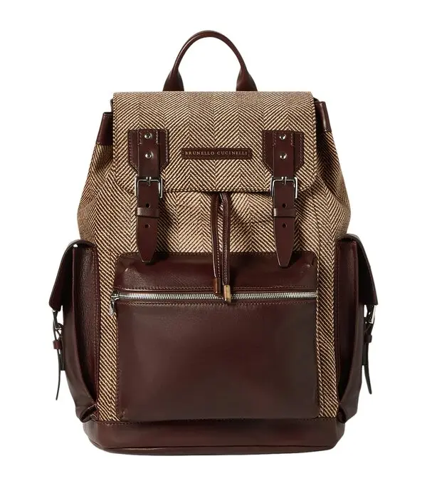 Brunello Cucinelli Leather-trim Backpack