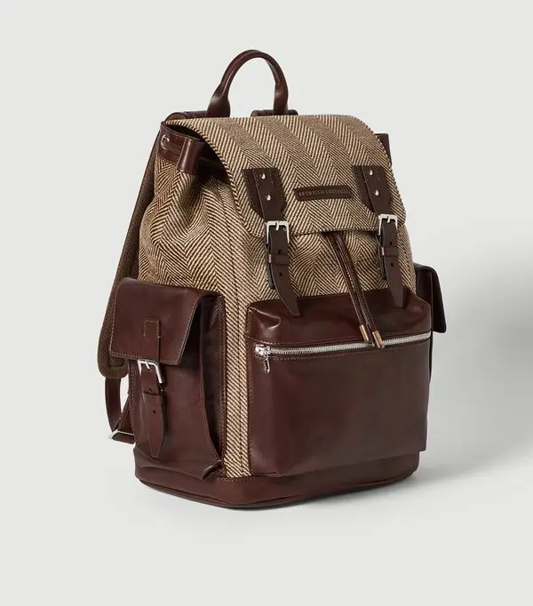 Brunello Cucinelli Leather-trim Backpack