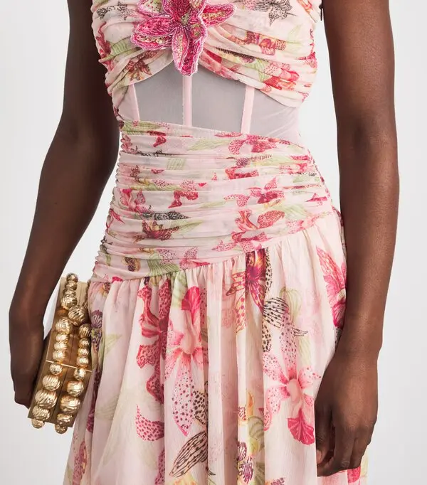 PatBO Chiffon Orchid Bloom Maxi Dress