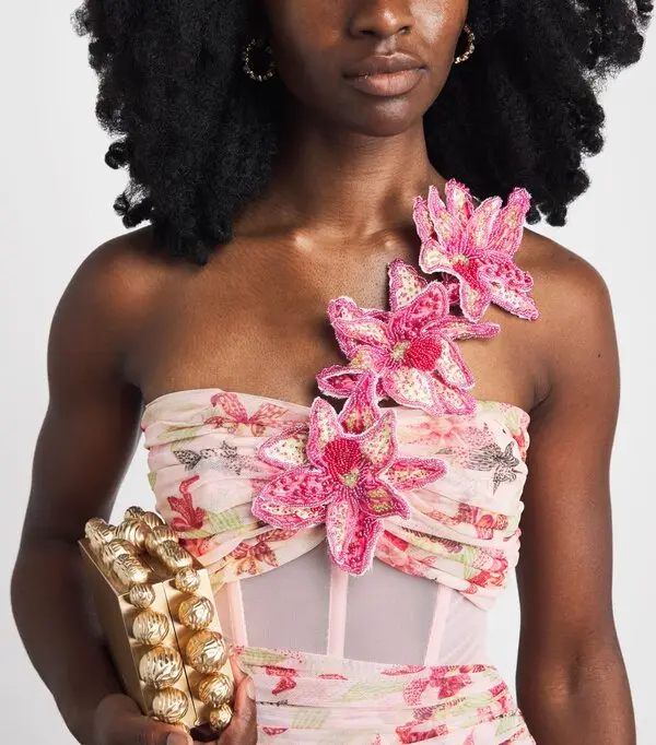 PatBO Chiffon Orchid Bloom Maxi Dress