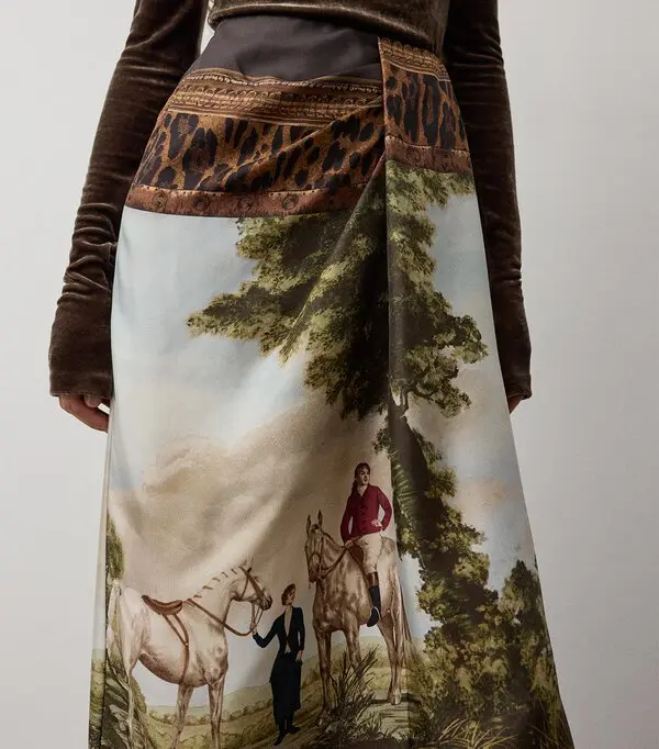 Ralph Lauren Silk Debbie Midi Skirt