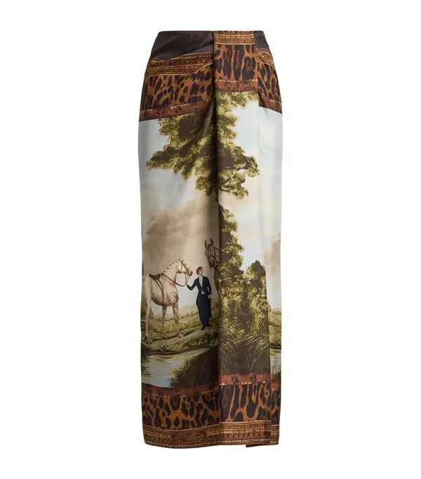 Ralph Lauren Silk Debbie Midi Skirt - Beige