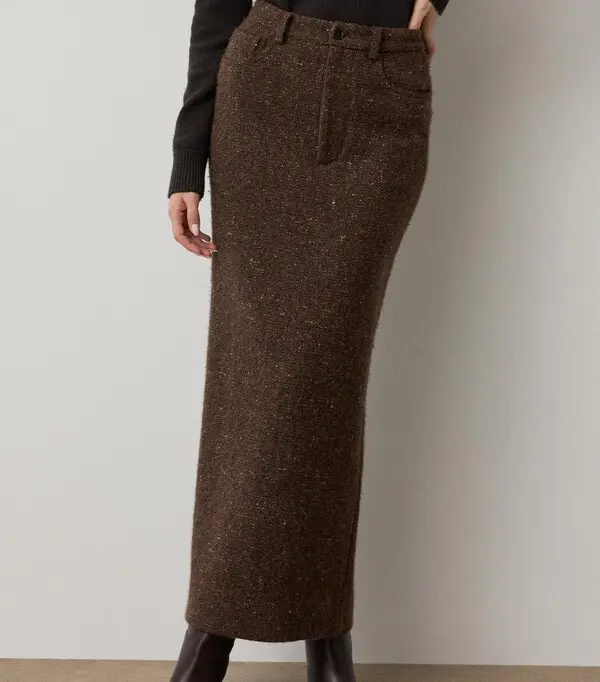Ralph Lauren Donegal Tweed Fontaine Maxi Skirt