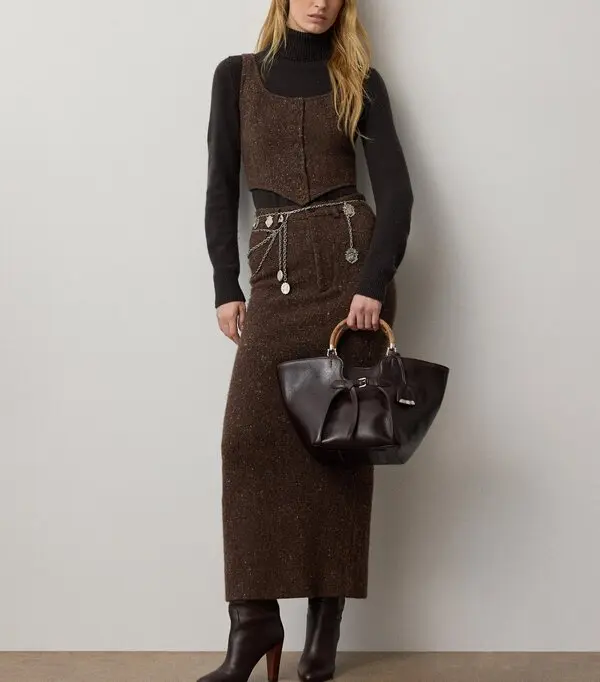 Ralph Lauren Donegal Tweed Fontaine Maxi Skirt
