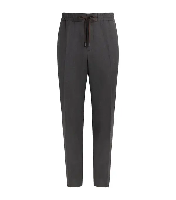 MAURIZIO BALDASSARI Stretch-virgin Wool Drawstring Trousers - Green