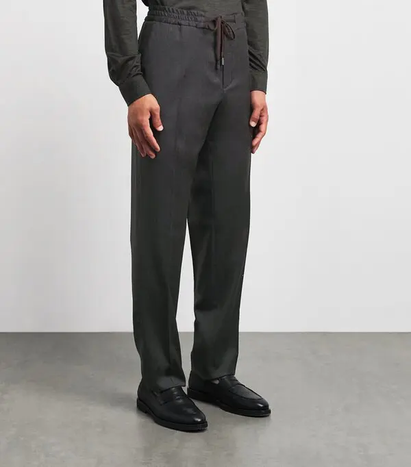 MAURIZIO BALDASSARI Stretch-virgin Wool Drawstring Trousers