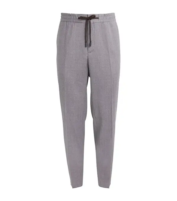 MAURIZIO BALDASSARI Stretch-virgin Wool Drawstring Trousers - Grey