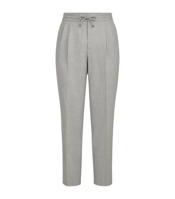 Brunello Cucinelli Virgin Wool Pleated Drawstring Trousers