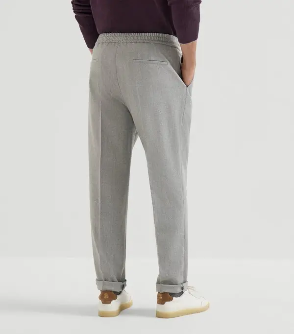 Brunello Cucinelli Virgin Wool Pleated Drawstring Trousers