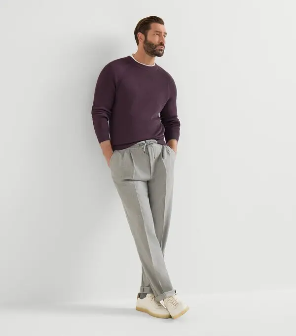 Brunello Cucinelli Virgin Wool Pleated Drawstring Trousers