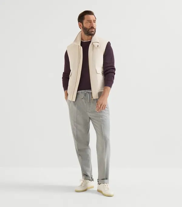 Brunello Cucinelli Virgin Wool Pleated Drawstring Trousers